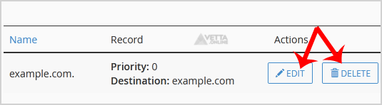 Vetta Online - How to edit or remove a Record in cPanel using the DNS Zone Editor?